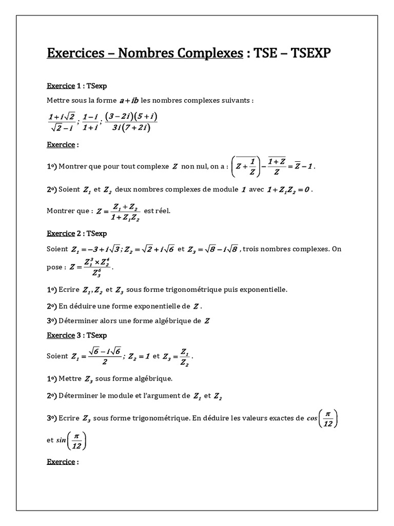 Exo-Complexe 2023 | PDF | Nombre complexe | Géométrie