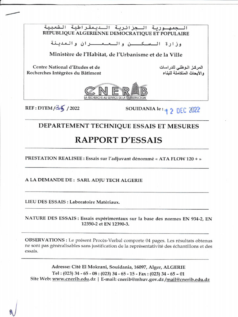 Certificat CNERIB ATA FLOW-120+ | PDF