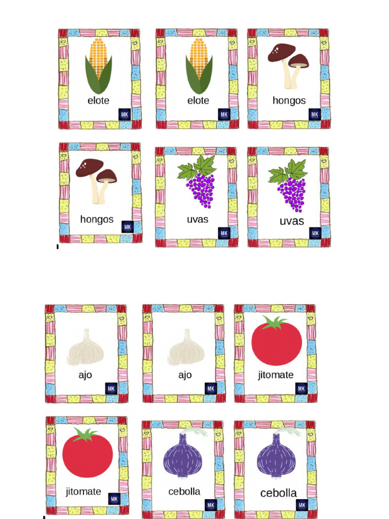 Memorama Frutas y Verduras | PDF