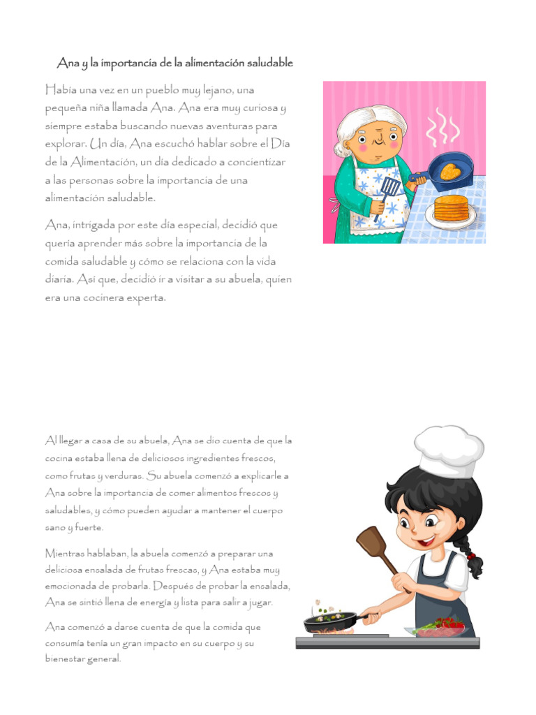 Ana y la importancia de la alimentación saludable | PDF