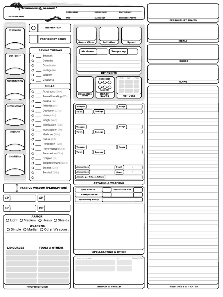 A4 Character Sheet v20-PRINT ONLY | PDF | Role Playing Games