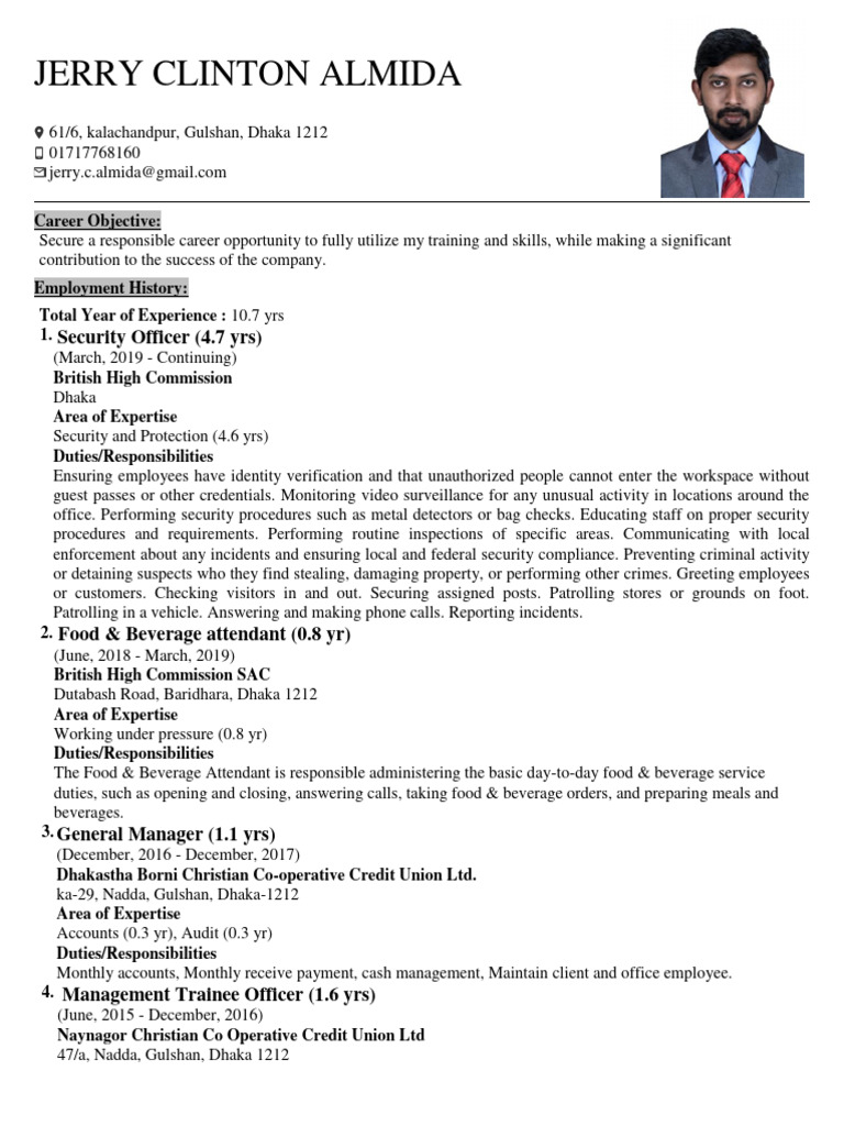 Jerry Clinton Almida Cv. | PDF