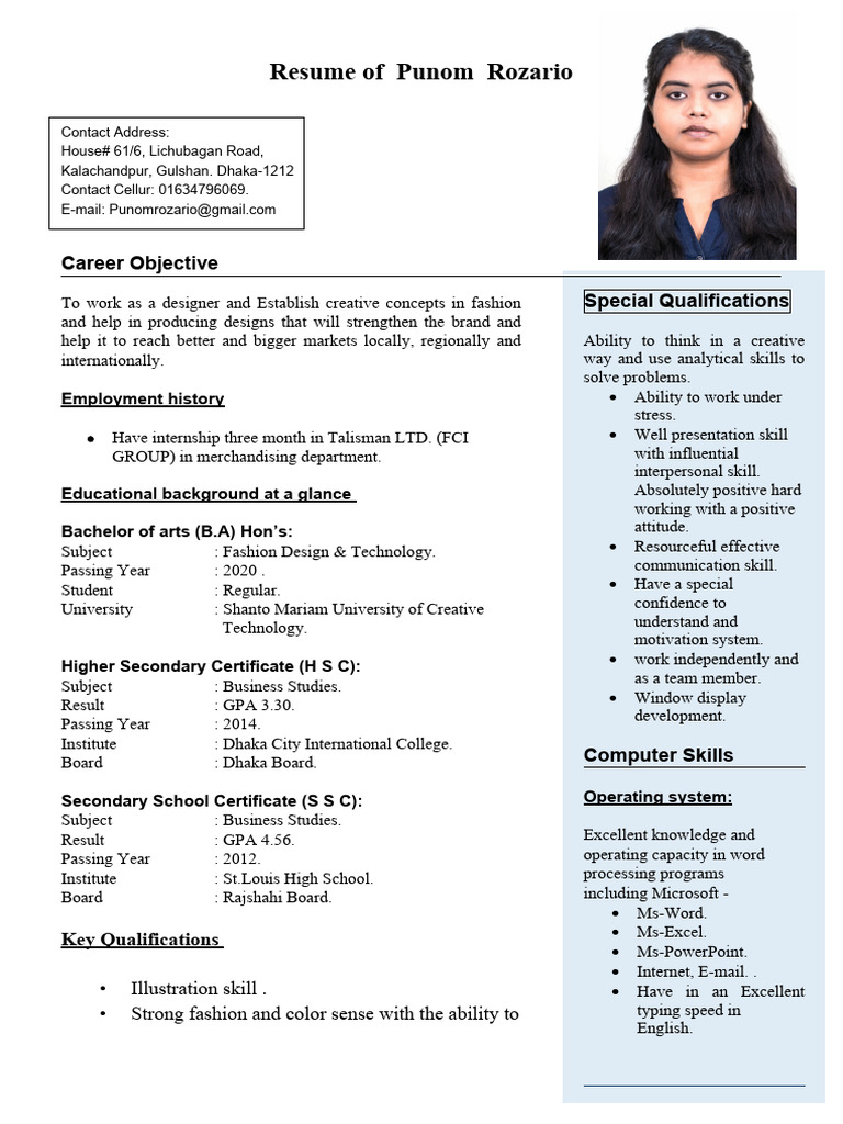 Resume of Punom | PDF
