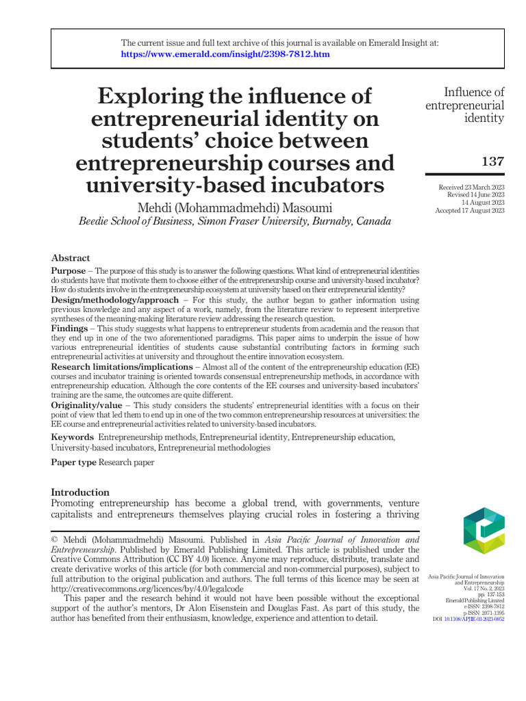 10 1108 - Apjie 03 2023 0052 | PDF | Entrepreneurship | Startup Company