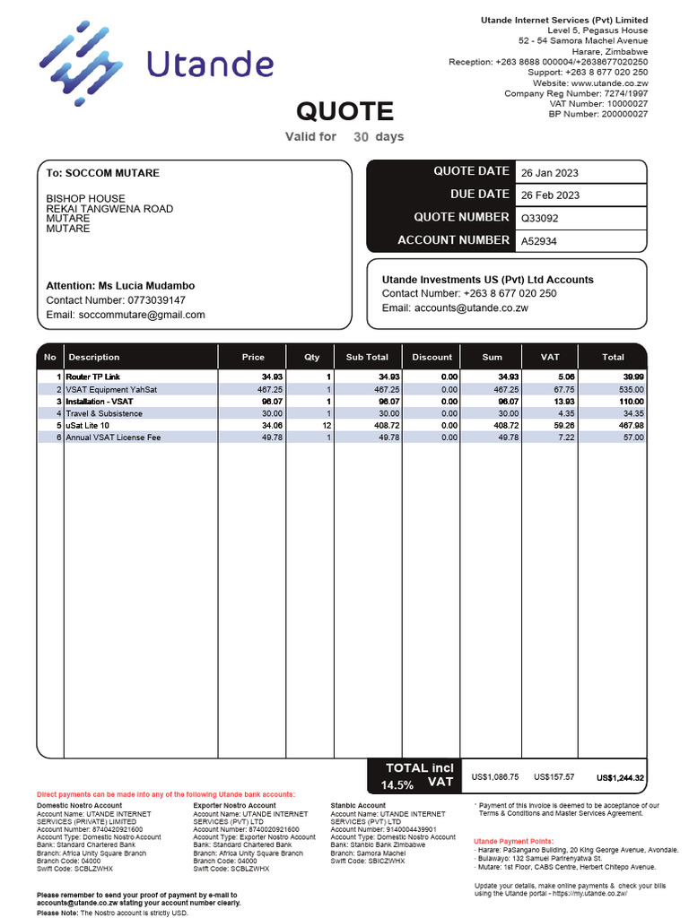 Quotation For VSAT Equipment YahSat - NoRestriction | PDF | Service ...