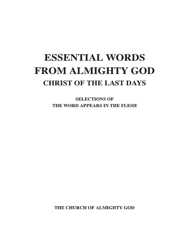 Essential Words From Almighty God, Christ of The Last Days | PDF