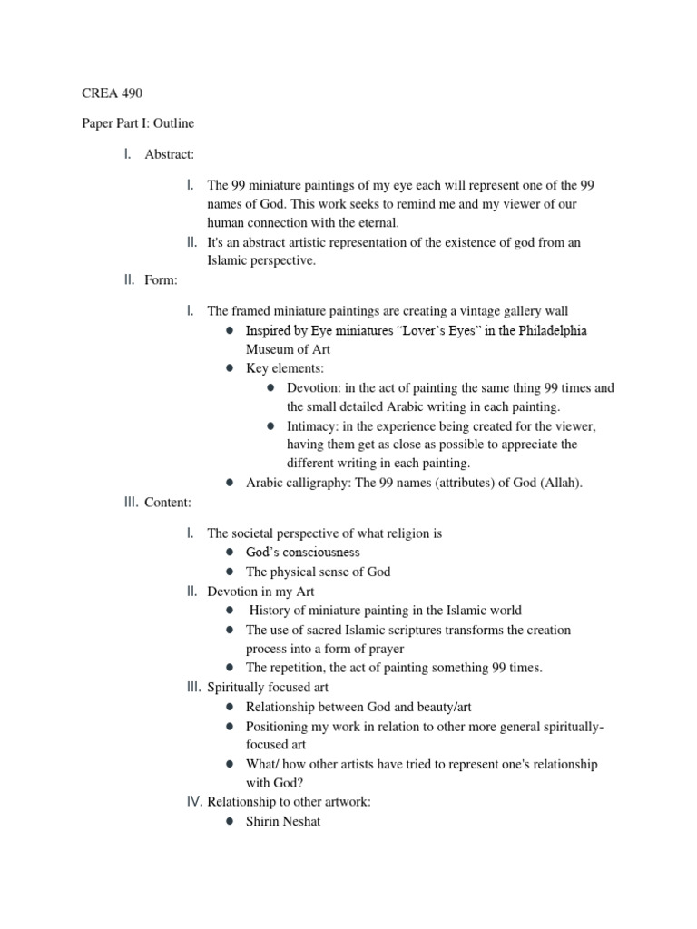 paper outline example | PDF | Paintings | God