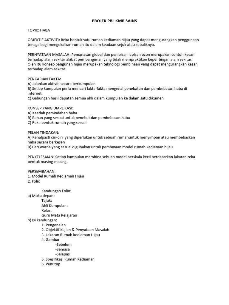 Projek PBL KMR | PDF