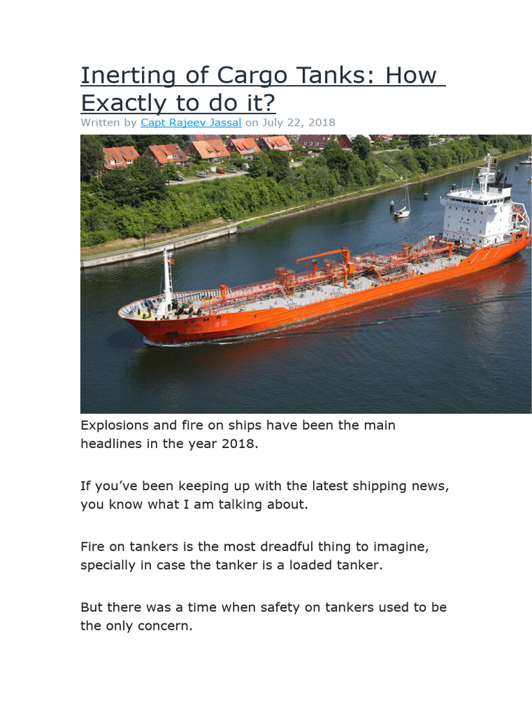 Inerting of Cargo Tanks | PDF | Oil Tanker | Oxygen