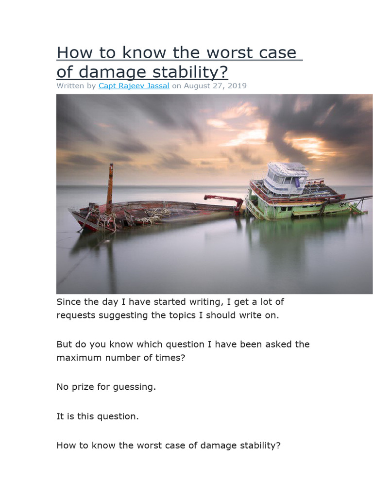 Damage Stability: Worst Case Guide | PDF | Ships | Watercraft