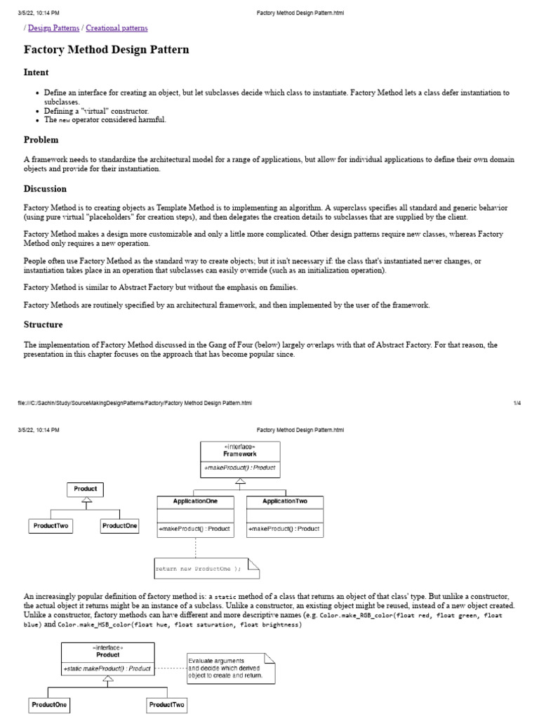 Factory Method Design Pattern - HTML | PDF