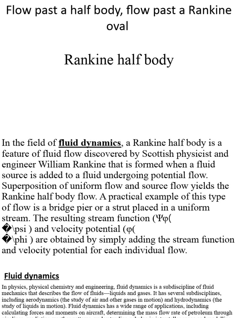 Rankine Half Body Flow Dynamics | PDF | Fluid Dynamics | Aerodynamics
