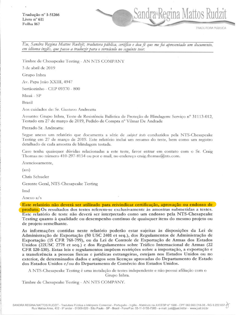 REATÓRIO NIJ 101.06 (556X45) - Observação | PDF
