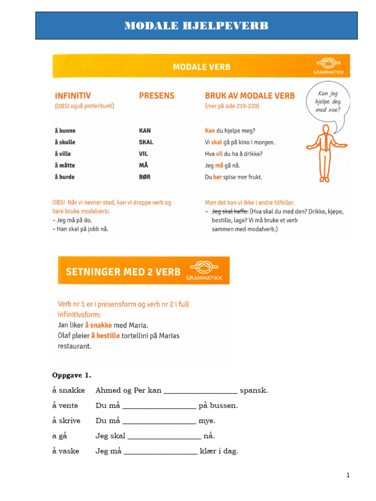 Verb. Modale - Oppgave | PDF