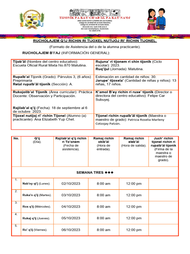 OFICIAL Formato de Asistencia Del Estudiante Practicante-1 | PDF