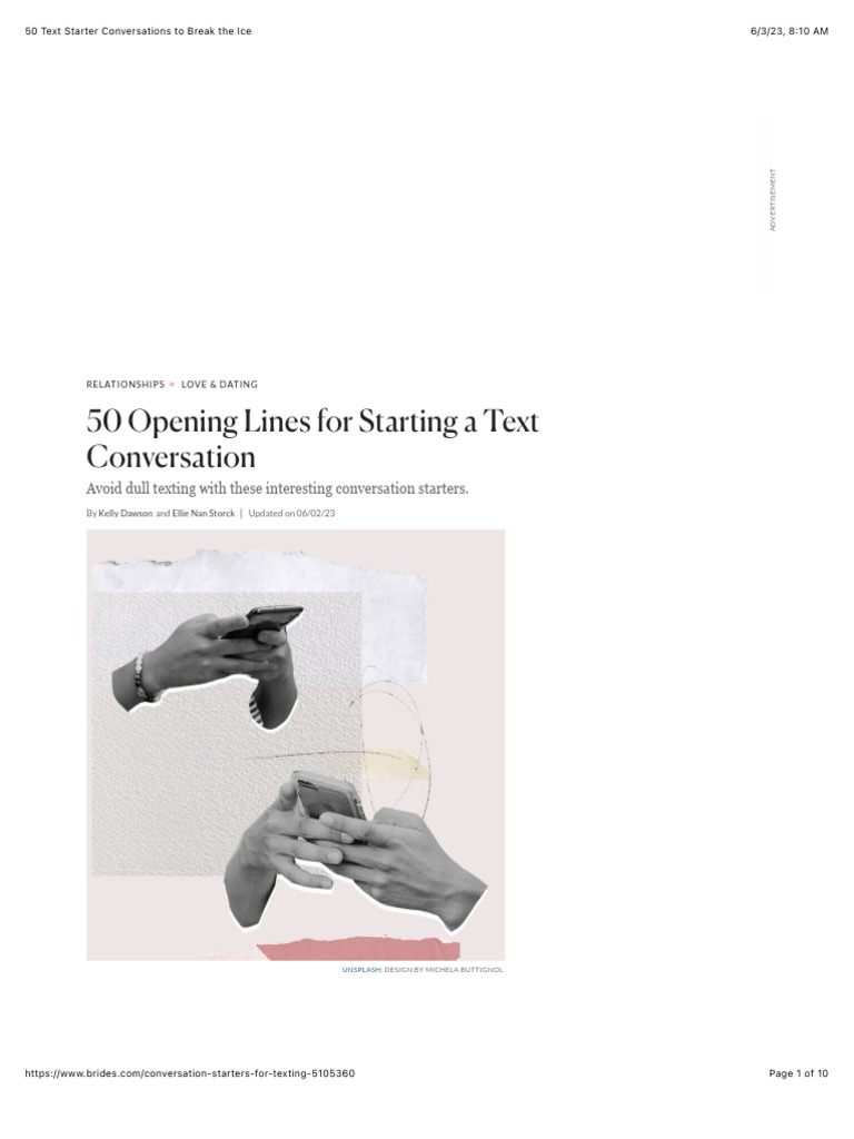 50 Text Starter Conversations To Break The Ice | PDF