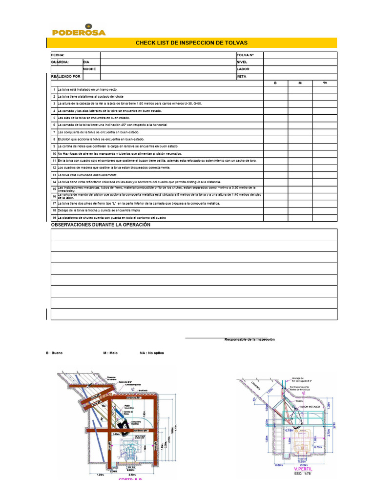 Copia de Check List de Inspección de Tolvas v2 | PDF
