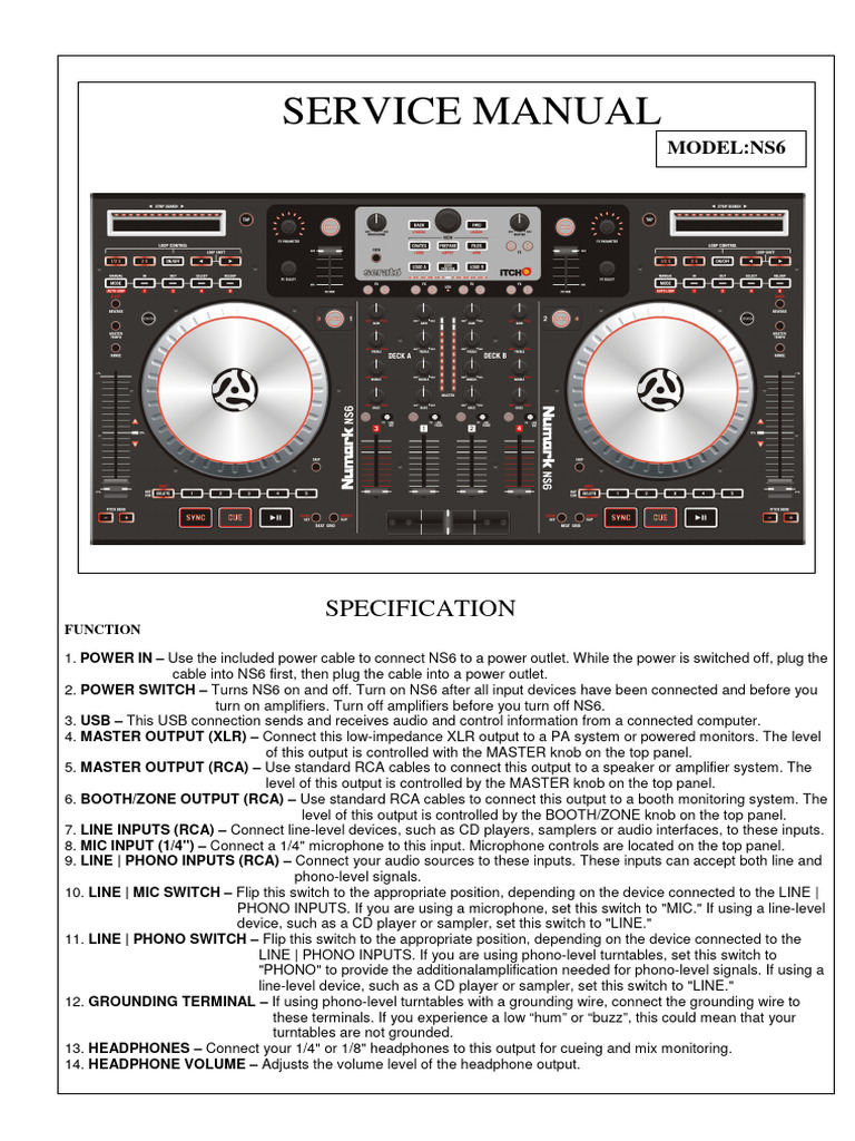 Numark Ns6 SM | PDF | Microphone | Electromagnetism