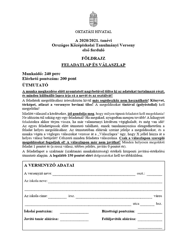 Foldrajz Flap1f Oktv 2021 | PDF