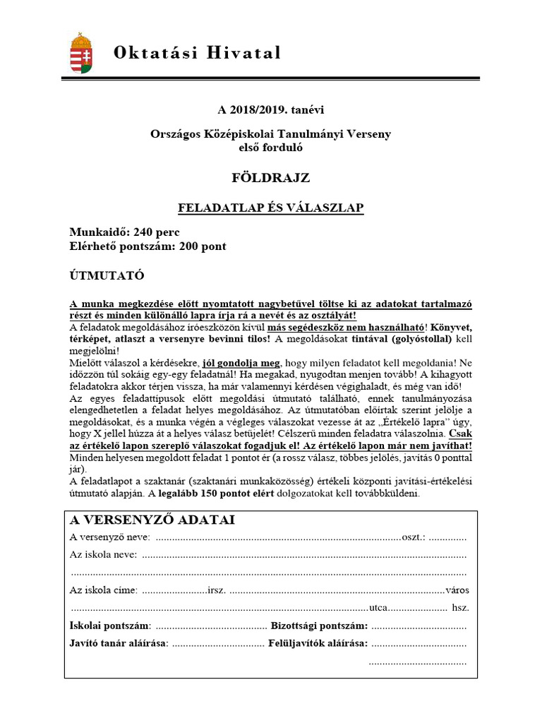 Foldrajz Flap1f Oktv 1819 | PDF