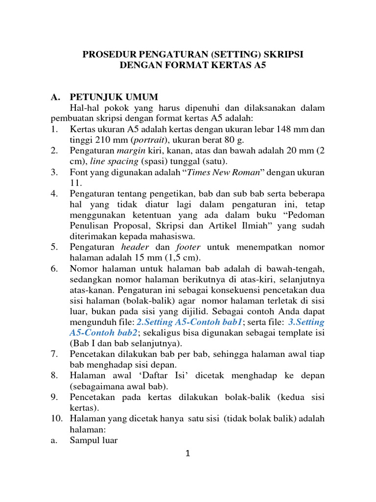 Cara Mengatur Format A5 Ms Word | PDF