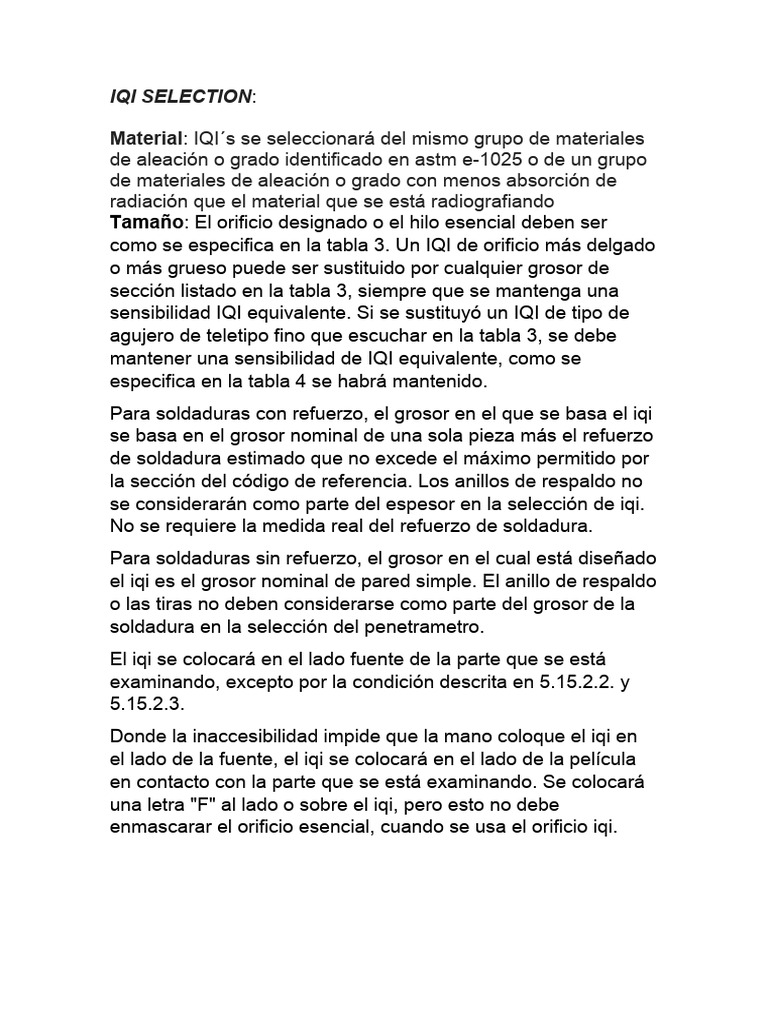 Selección de IQI para Radiografía de Soldaduras | PDF