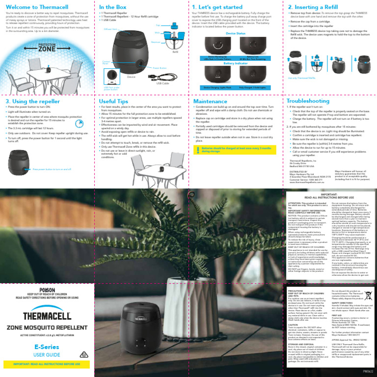 Thermacell_UserGuide_THMRE55_010622_LR | PDF | Rechargeable Battery ...