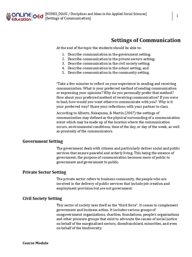 Week 016-Module Settings of Communication | PDF | Career & Growth ...