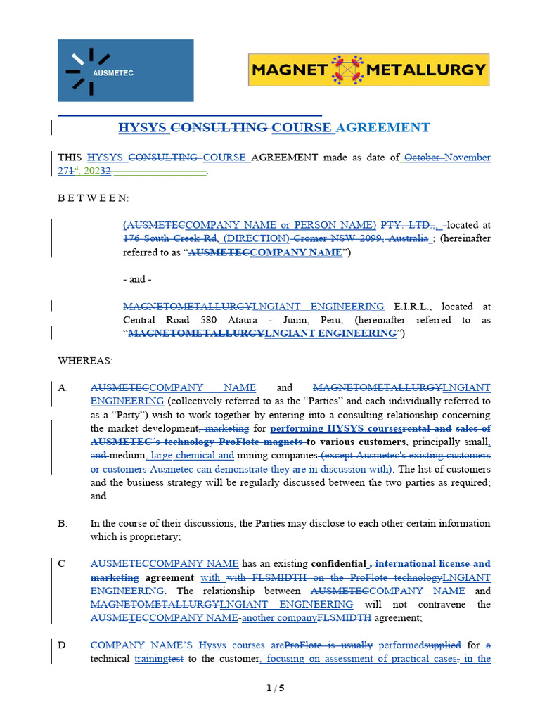 Course Agreement Ausmetec - LNGiant Engineering | PDF | Confidentiality ...