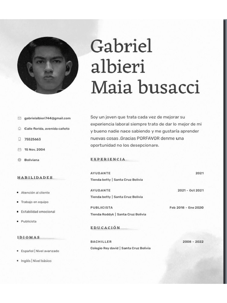 CV Gabriel Albieri Maia Busacsi | PDF