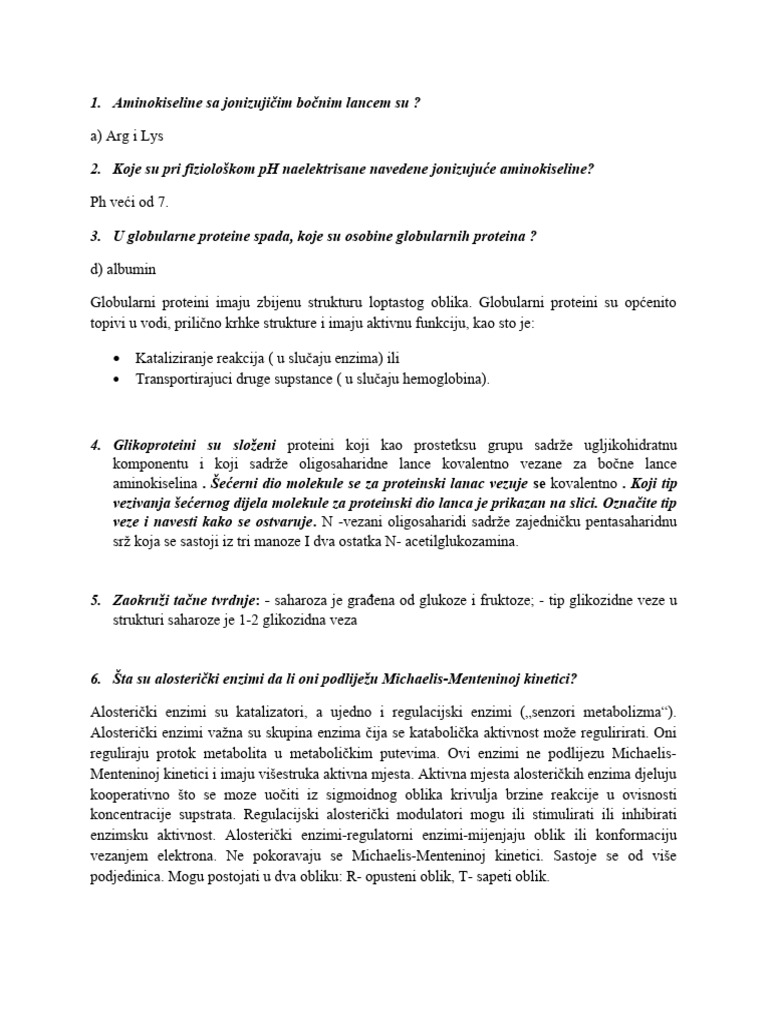 Biohemija 1 Parcijala | PDF