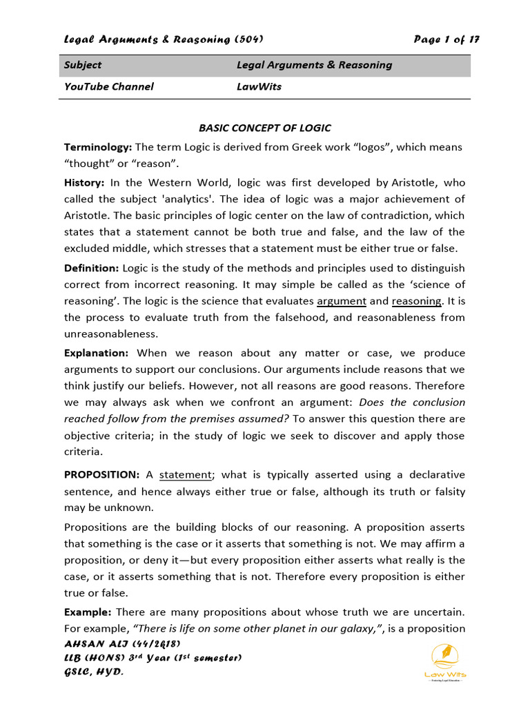 Legal Arguments & Reasoning | Download Free PDF | Logic | Precedent