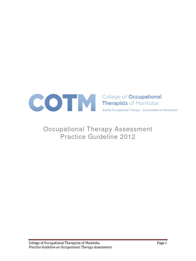 COTM Practice Guideline OT Assessments For Web | PDF