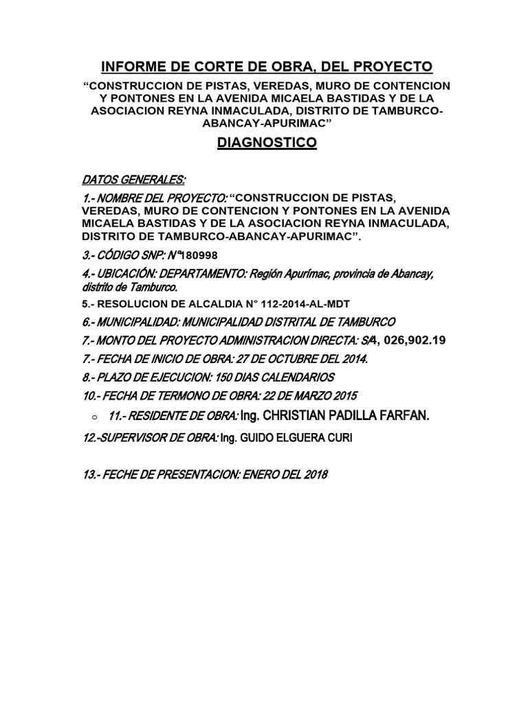 Corte de Obra Del Proyecto | PDF