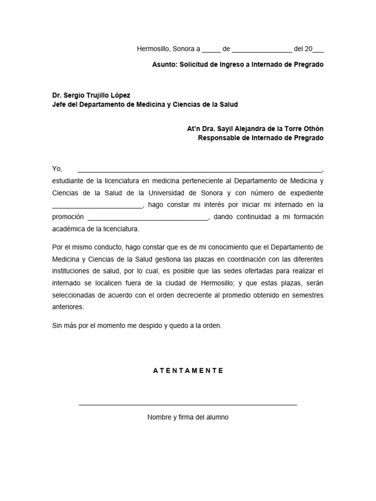 Solicitud Inicio de Internado 1 | PDF