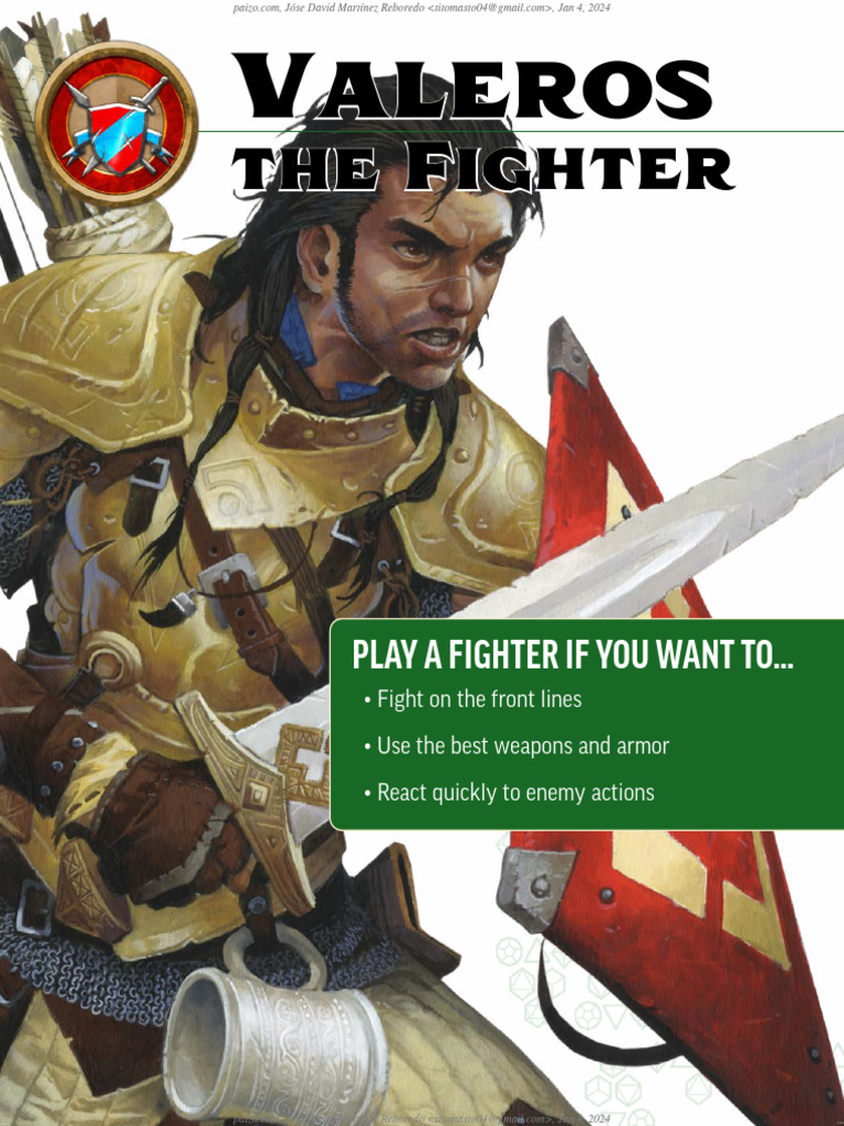 Valeros: Pathfinder Fighter Overview | PDF
