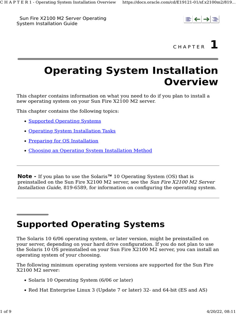 C H A P T E R 1 - Operating System Installation Overview | PDF