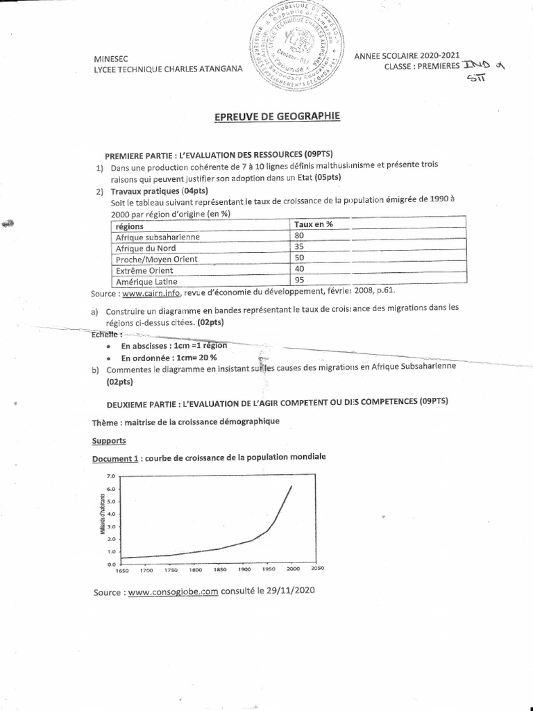 Charles Atangana Geographie P Seq2 2020 | PDF