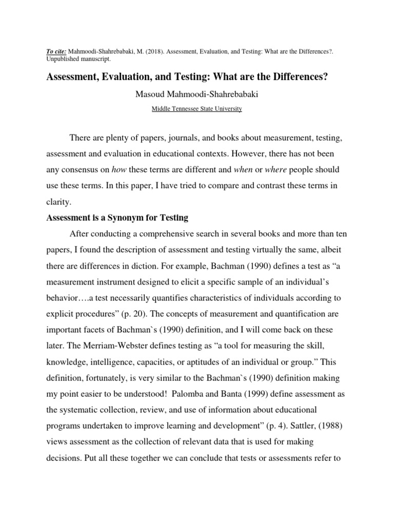 Evaluation Testing and Assessment | PDF | Evaluation | Methodology