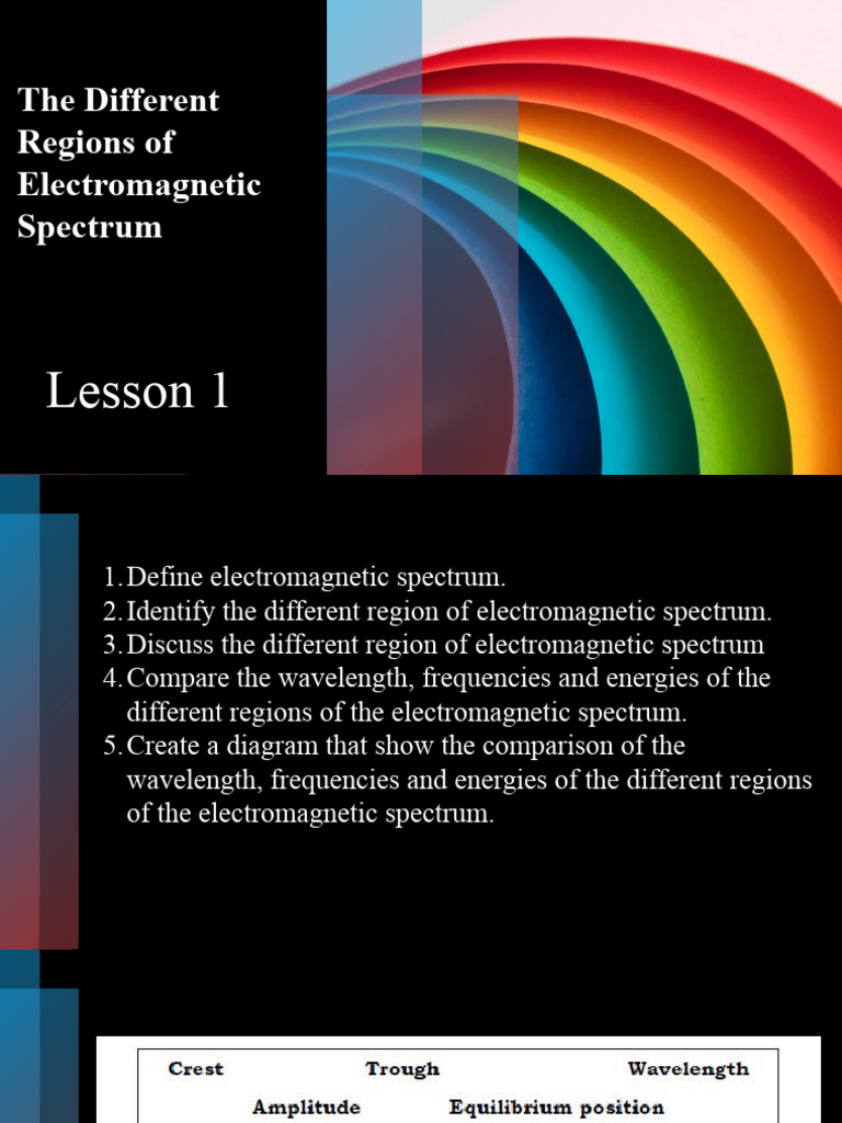 Lesson 1 The Different Regions Of Electromagnetic Spectrum Pdf