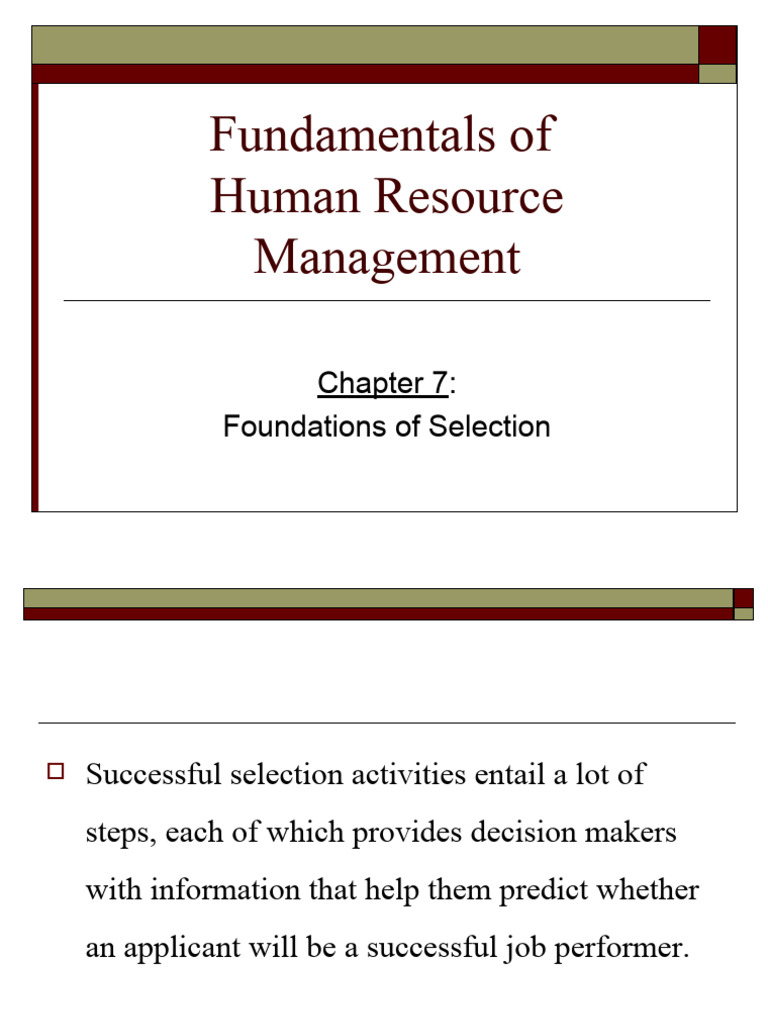 Chapter 7 Selection Pdf Validity Statistics Background Check