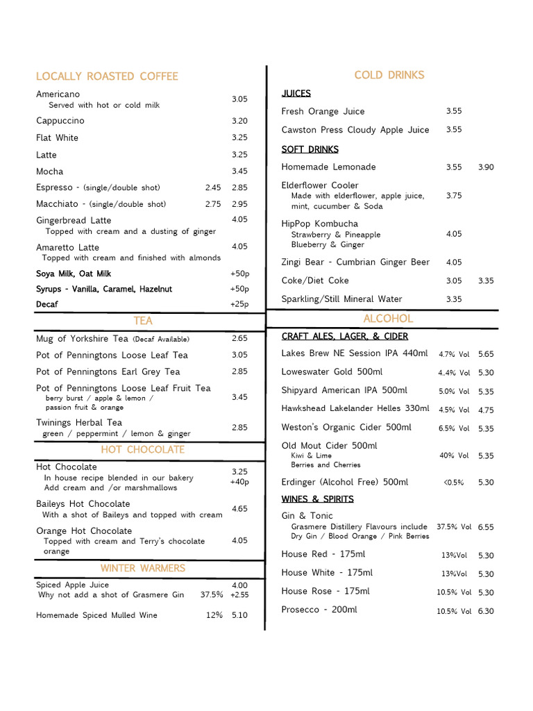 Menu PDF For Website Old Breakfast | PDF | Drink | Cider