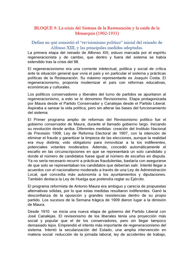 Bloque 9 | Descargar gratis PDF | Gobierno de españa | Política de españa