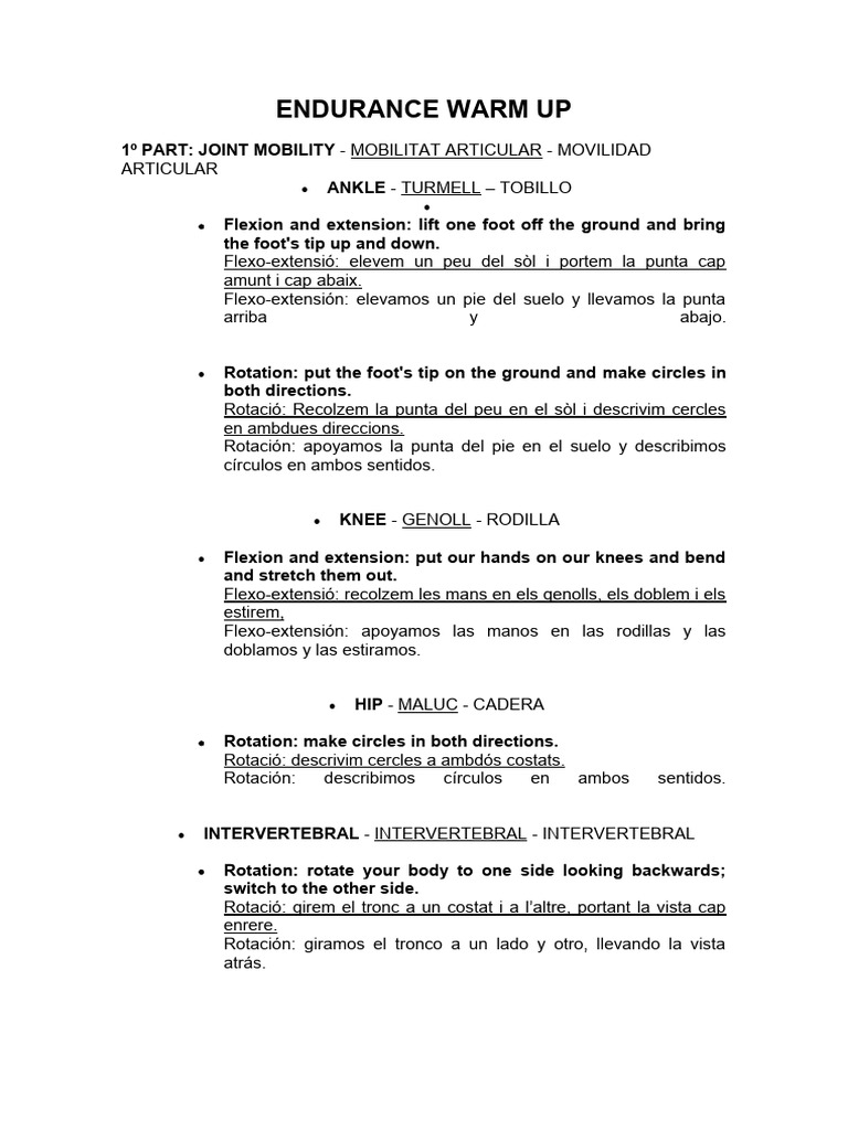 Endurance Warm Up | PDF
