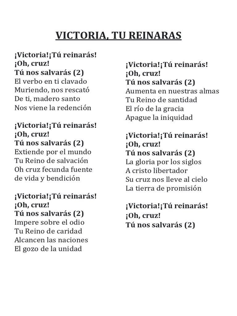 Letra de "Victoria, Tú Reinarás" | PDF | eucaristía | Cristo (título)