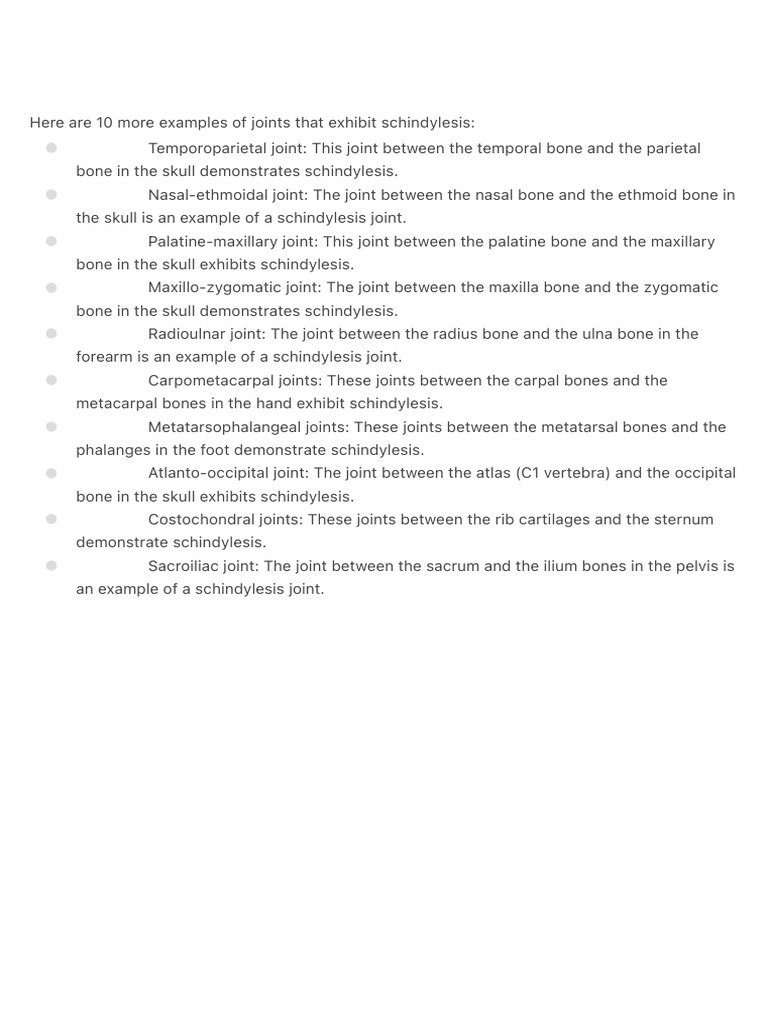 Examples of Joints That Exhibit Schindylesis | PDF