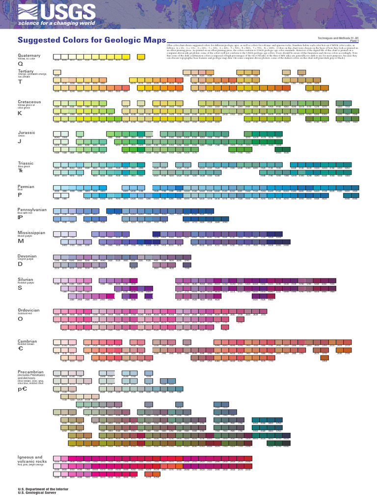 Suggested Colors for Geologic Maps | PDF | Geology | Earth Sciences