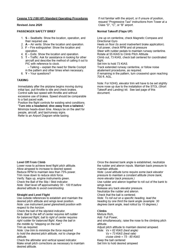C172 SOP June 2020 | PDF | Flap (Aeronautics) | Takeoff