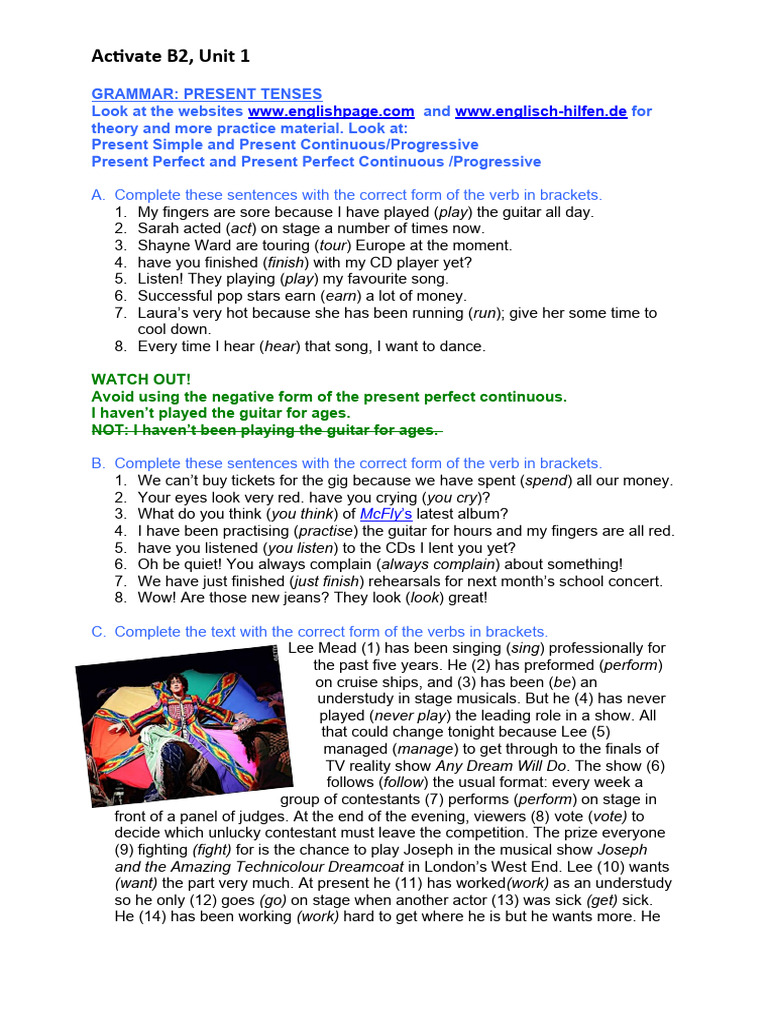 Present Tenses Grammar Practice | PDF