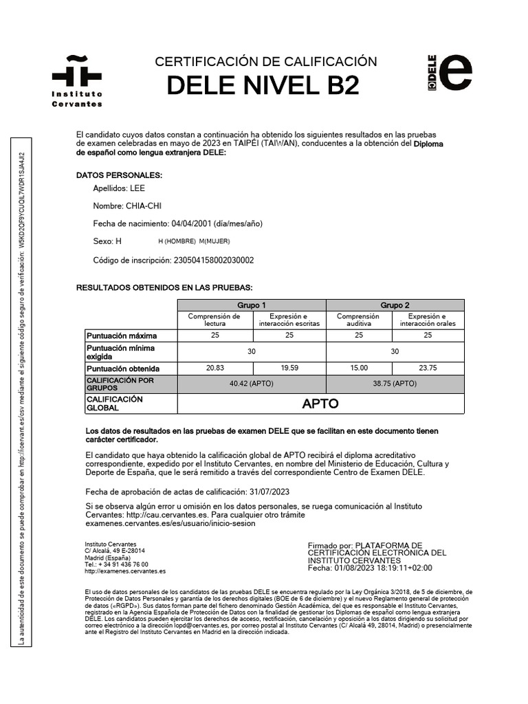 Dele Nivel B2 | PDF | Pruebas | Educación vocacional